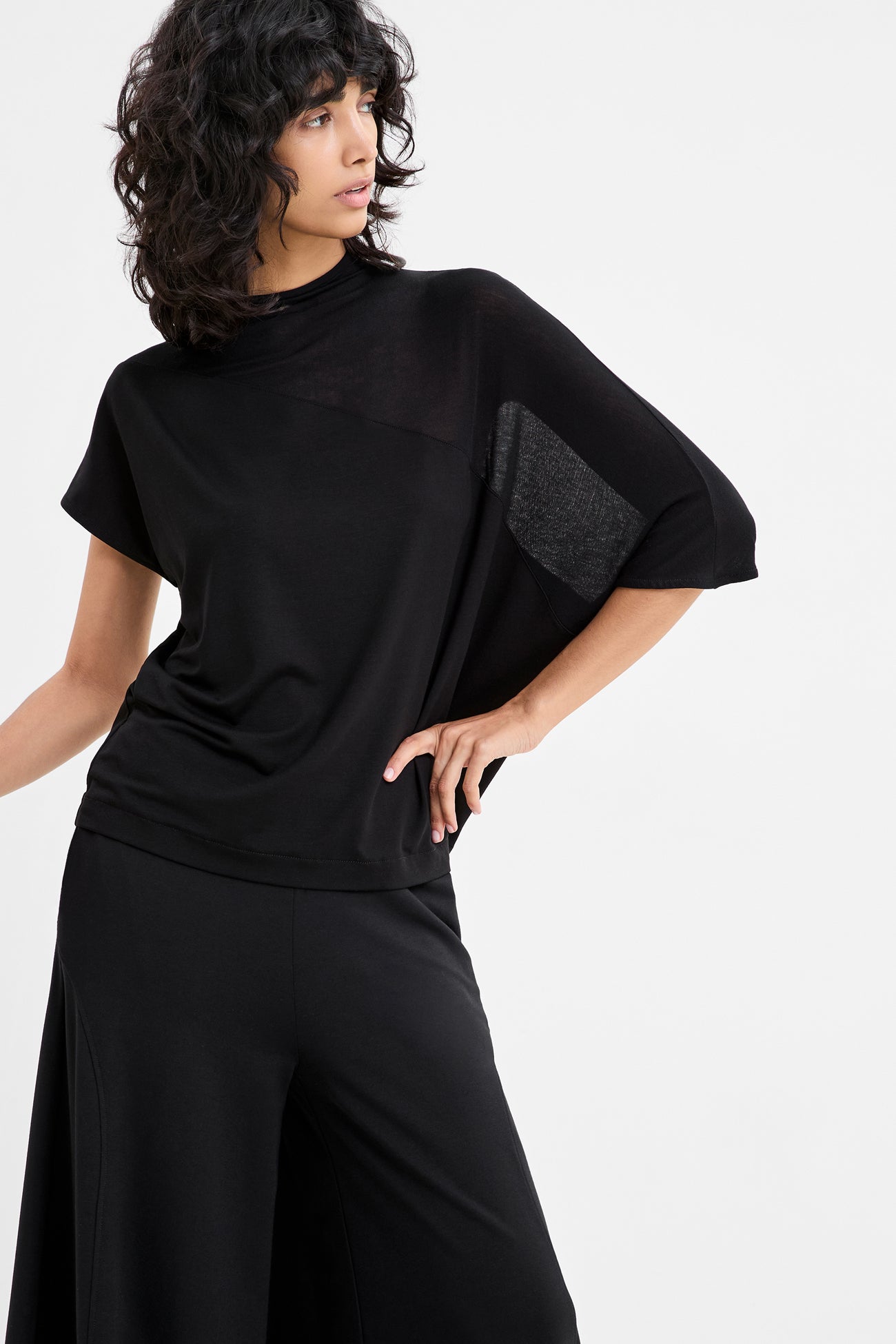 Women's Asymmetric Funnel Neck Top | Ariel | Marcella