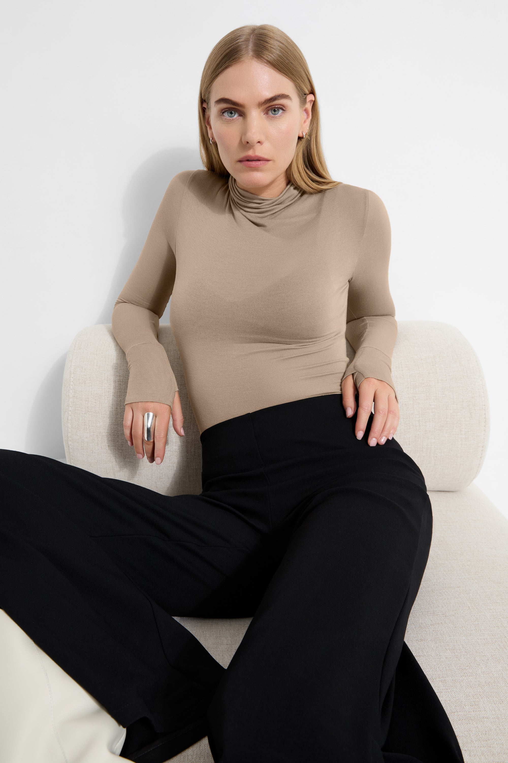 Women's Sheer Mock Neck Turtleneck | Marcella