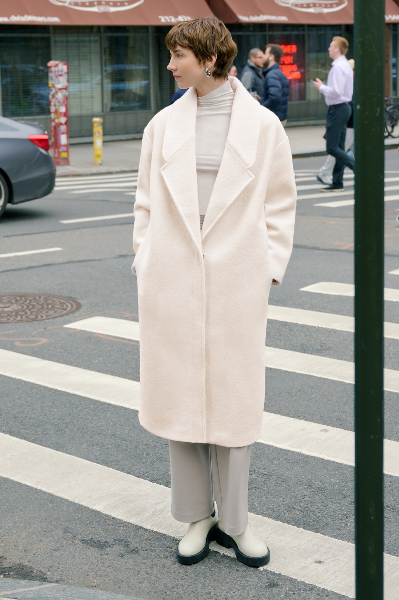 Oversized Women’s Cream Wool Winter Coat - Elizabeth Coat | Marcella
