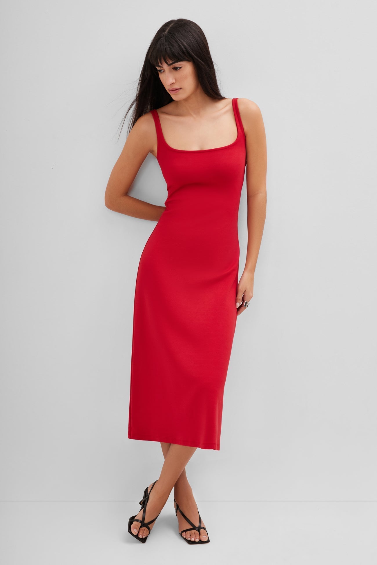 European Ponte Square-Neck Midi Dress - Crawford Dress | Marcella