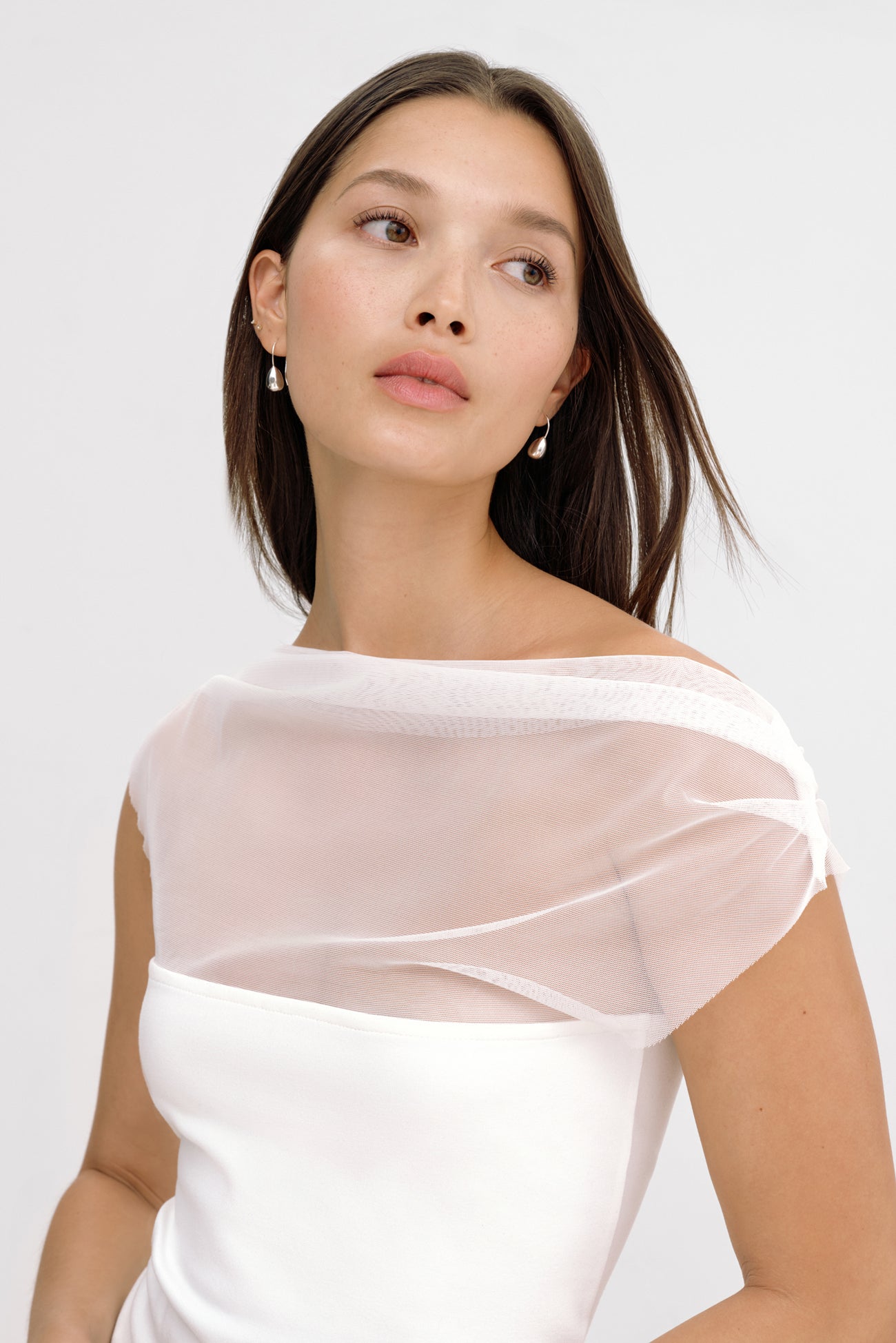 Women's European Ponte & Mesh Draped Top - Cabrini Top | Marcella