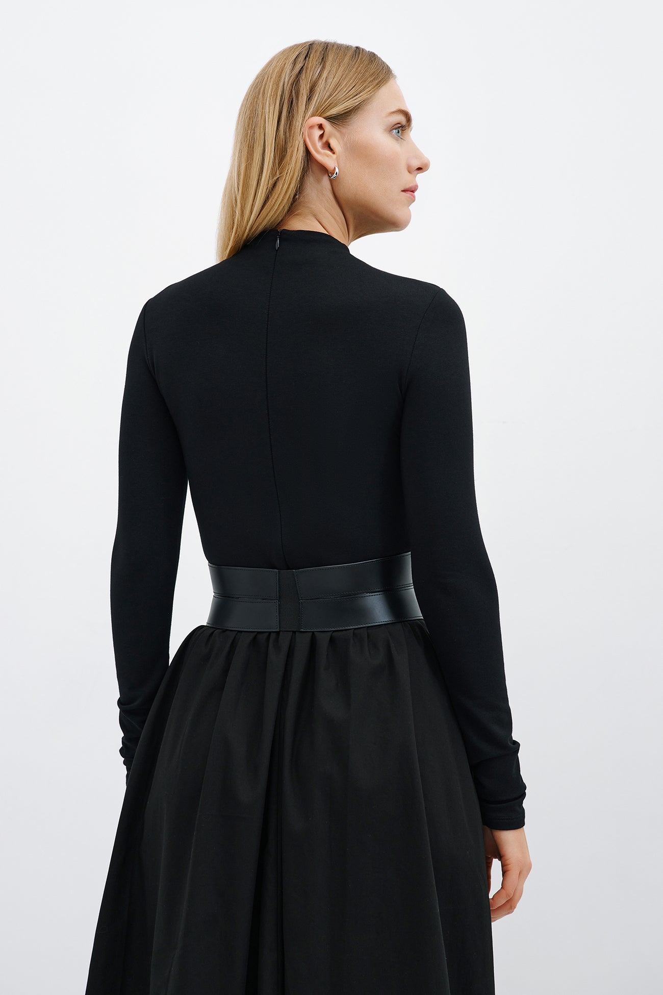 Black Leather Zip-Up Wide Waist Belt - Ophelia Belt | Marcella