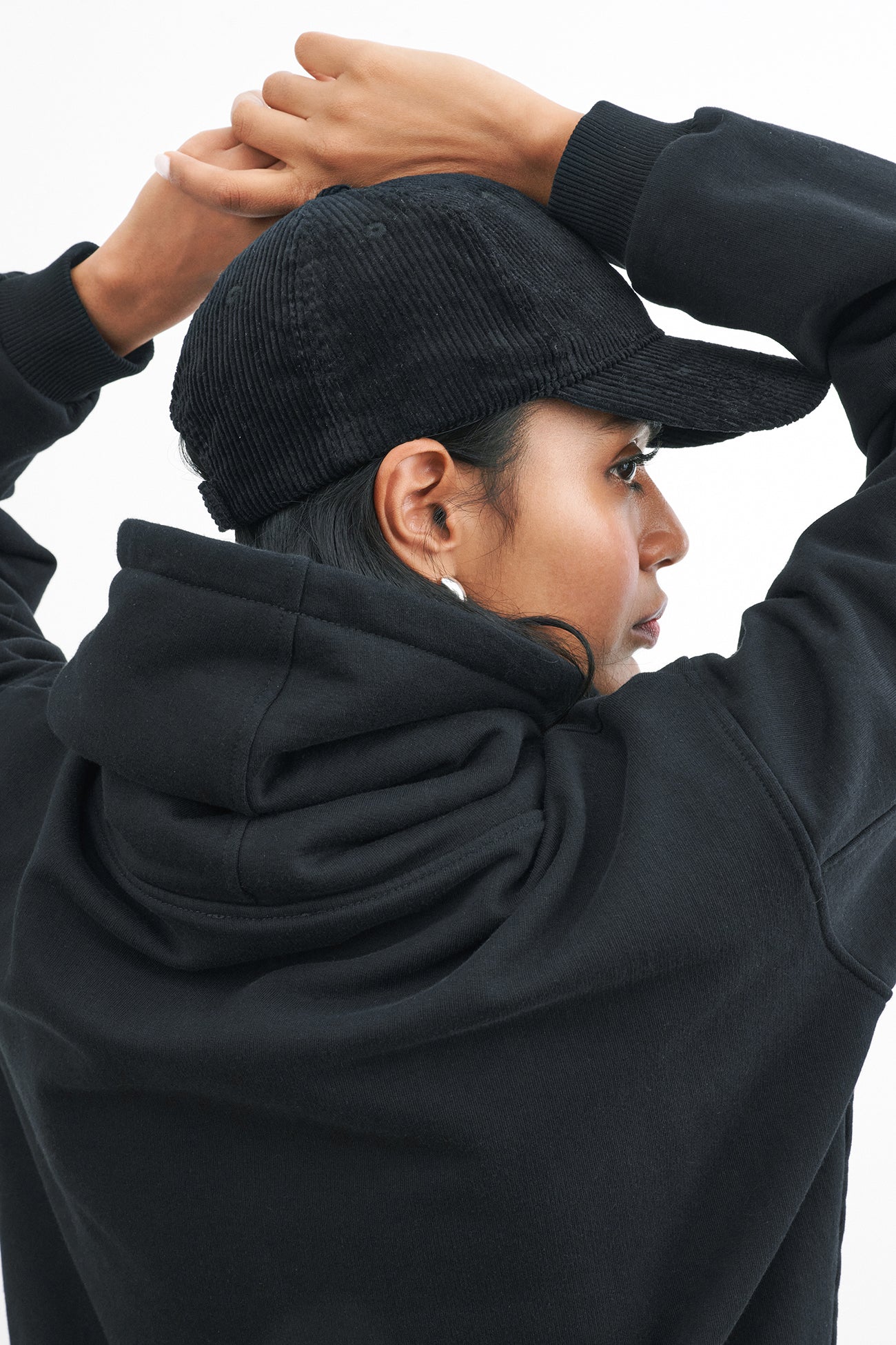 Black Textured Ribbed Cap - Mason Corduroy Baseball Hat | Marcella