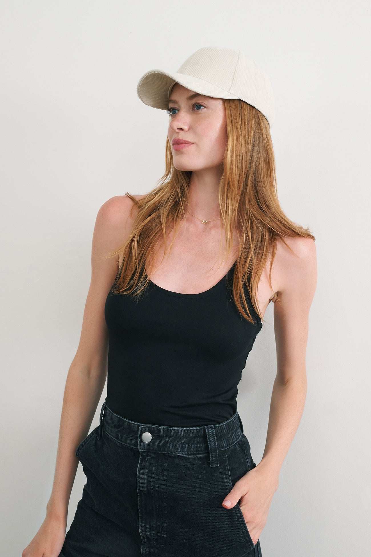 Off White Textured Ribbed Cap - Mason Corduroy Baseball Hat | Marcella