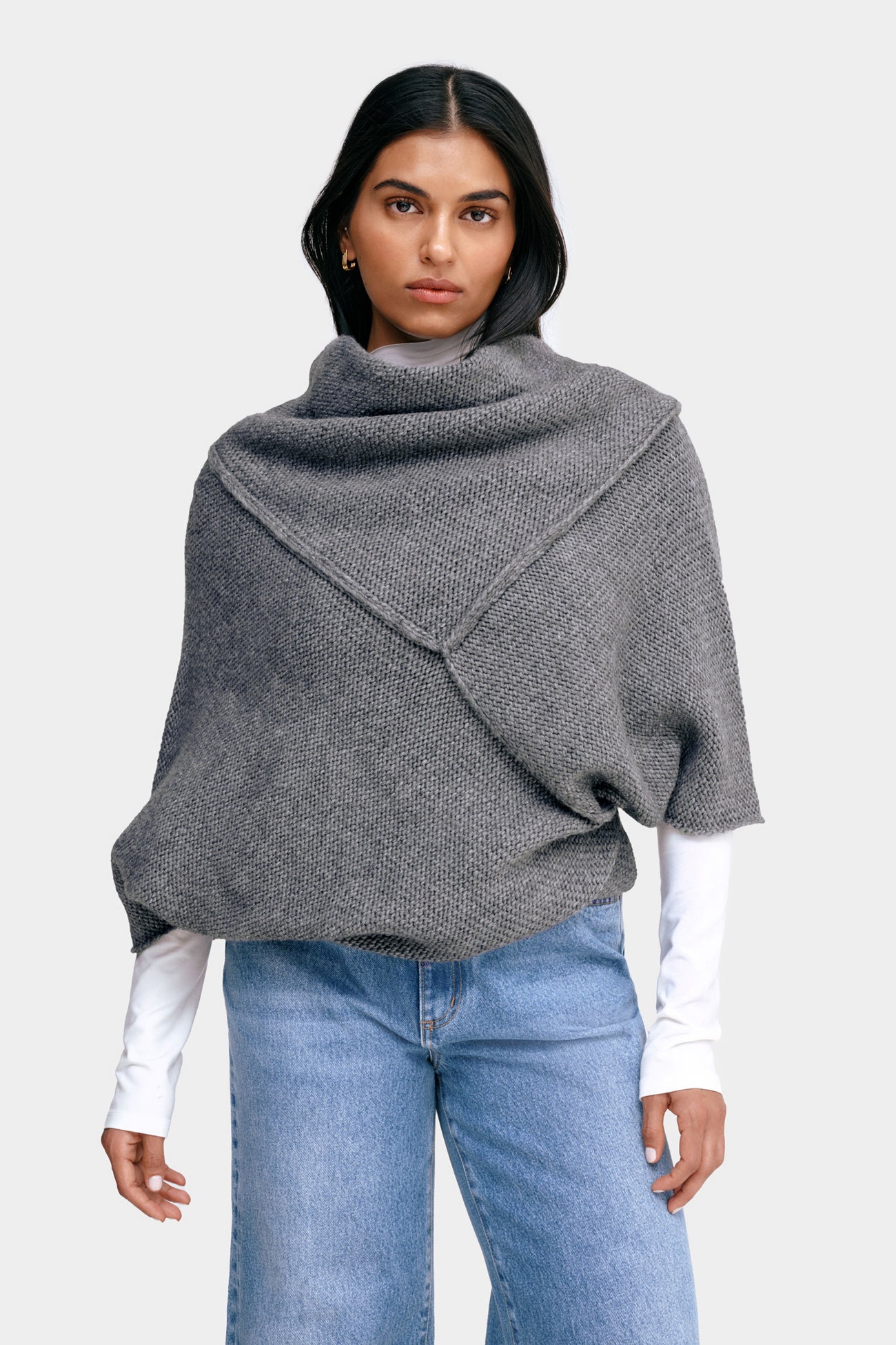 Women's French Wool-Blend Asymmetric Sweater Top - Palmer Knit Top ...