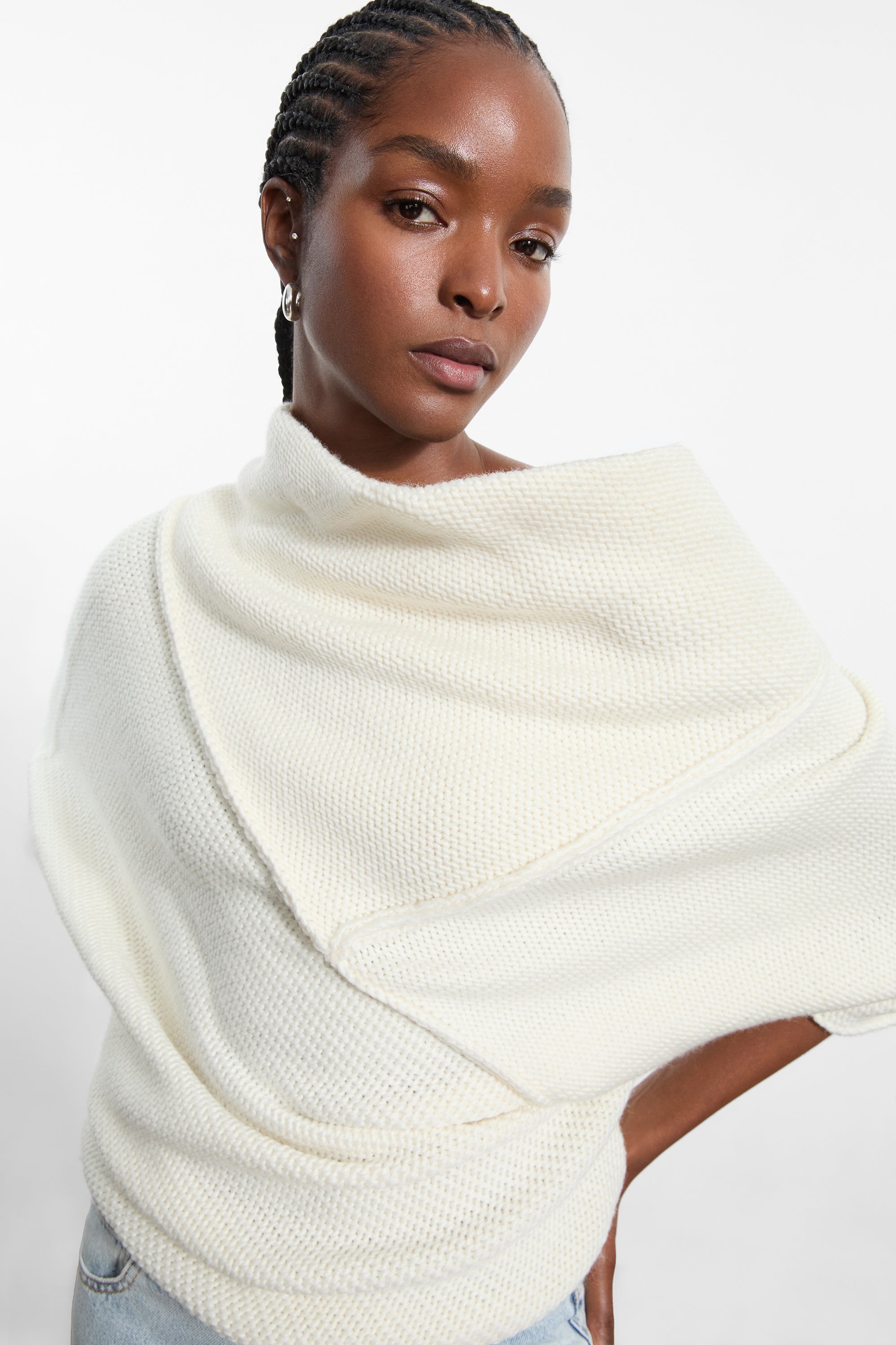 Women's French Wool-Blend Asymmetric Sweater Top - Palmer Knit Top ...