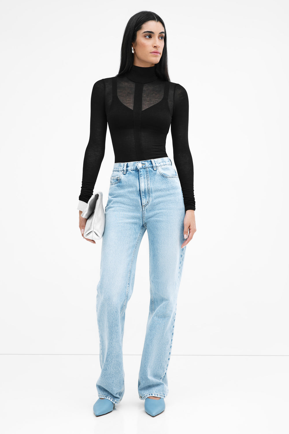 Sheer Black Long Sleeve Turtleneck Top - Amsterdam Top | Marcella