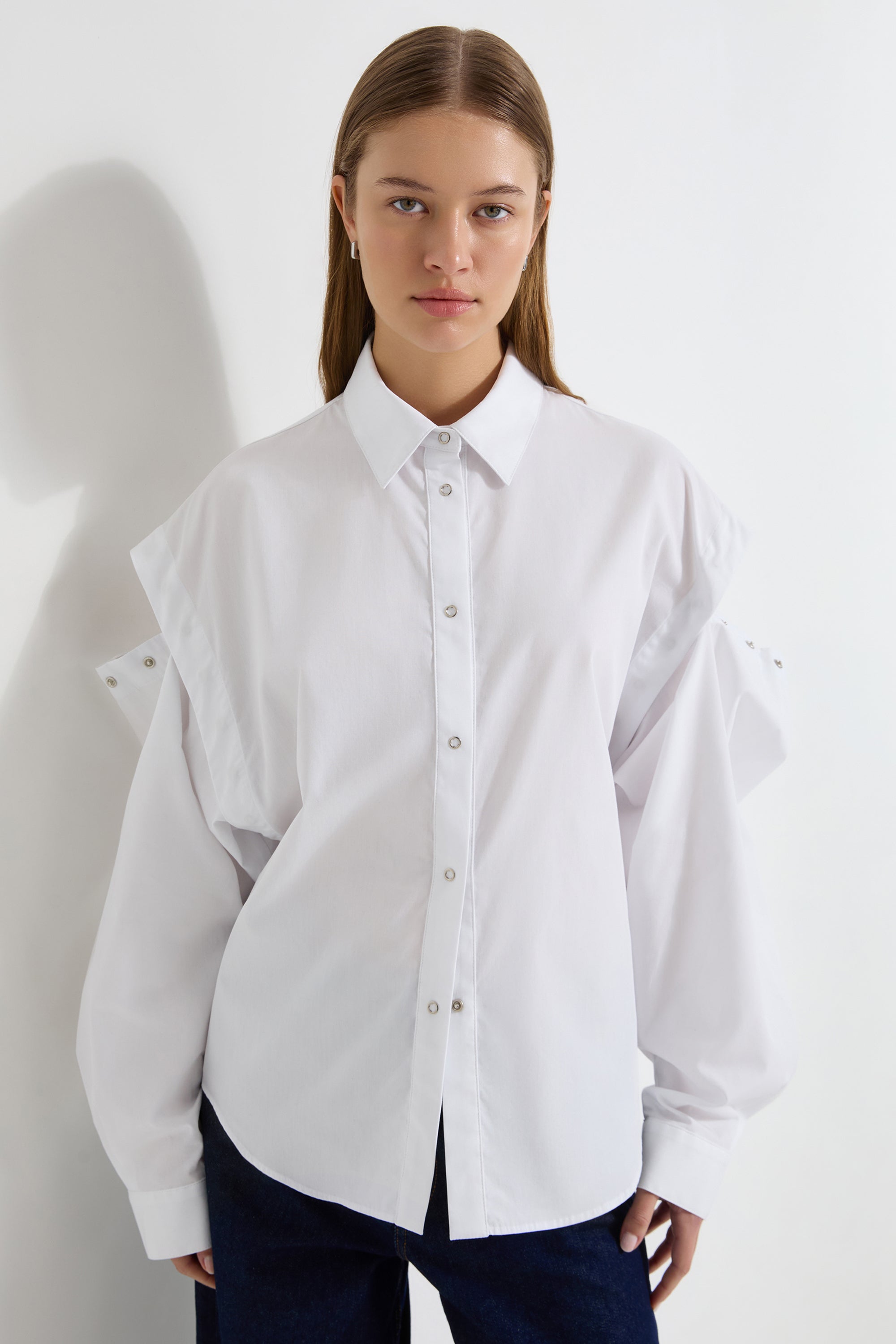 Women's White Convertible Snap Top | Marcella