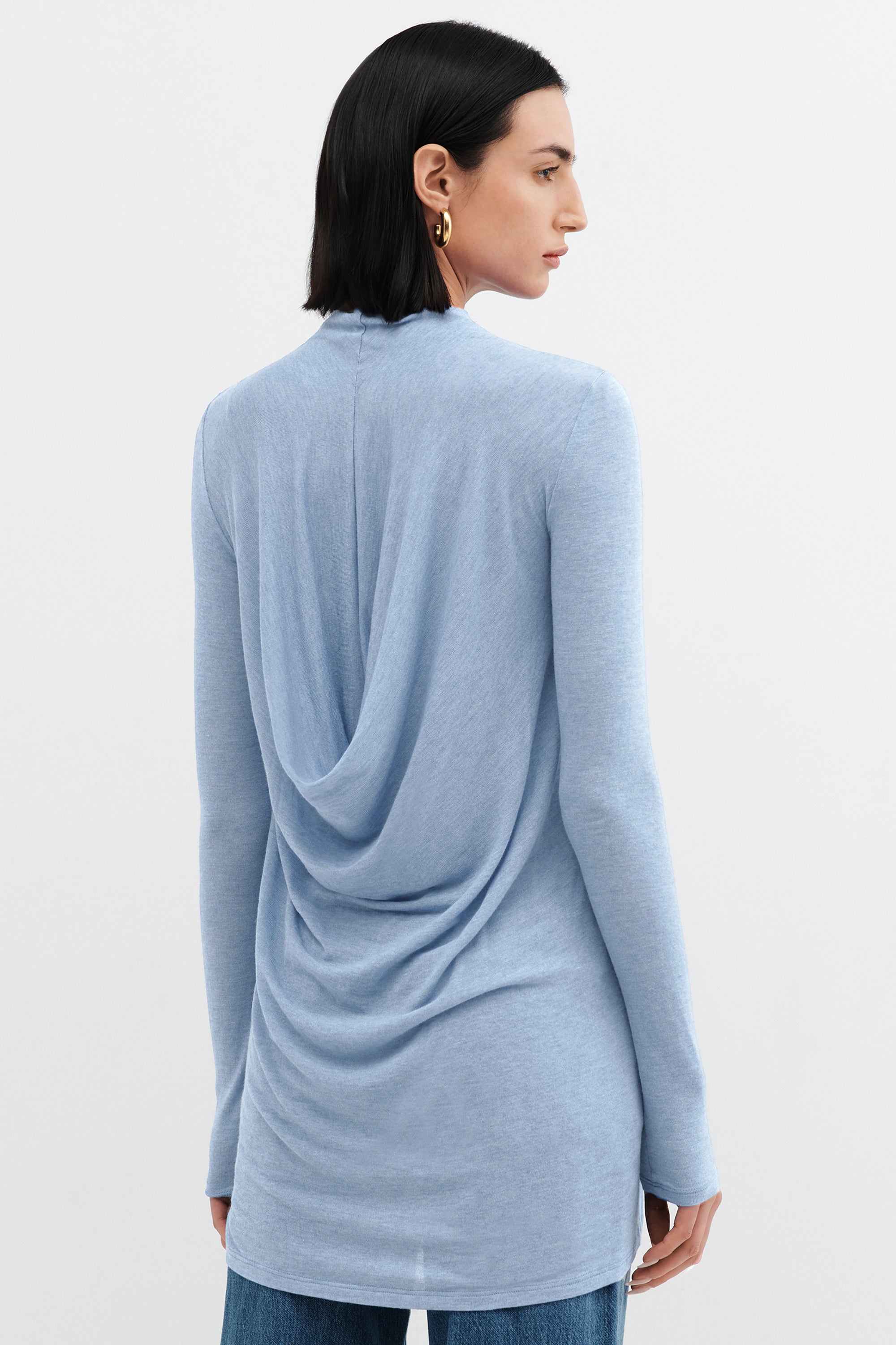 Sheer Ice Blue High-Low Hem Long Sleeve Top - Lawson Tunic | Marcella