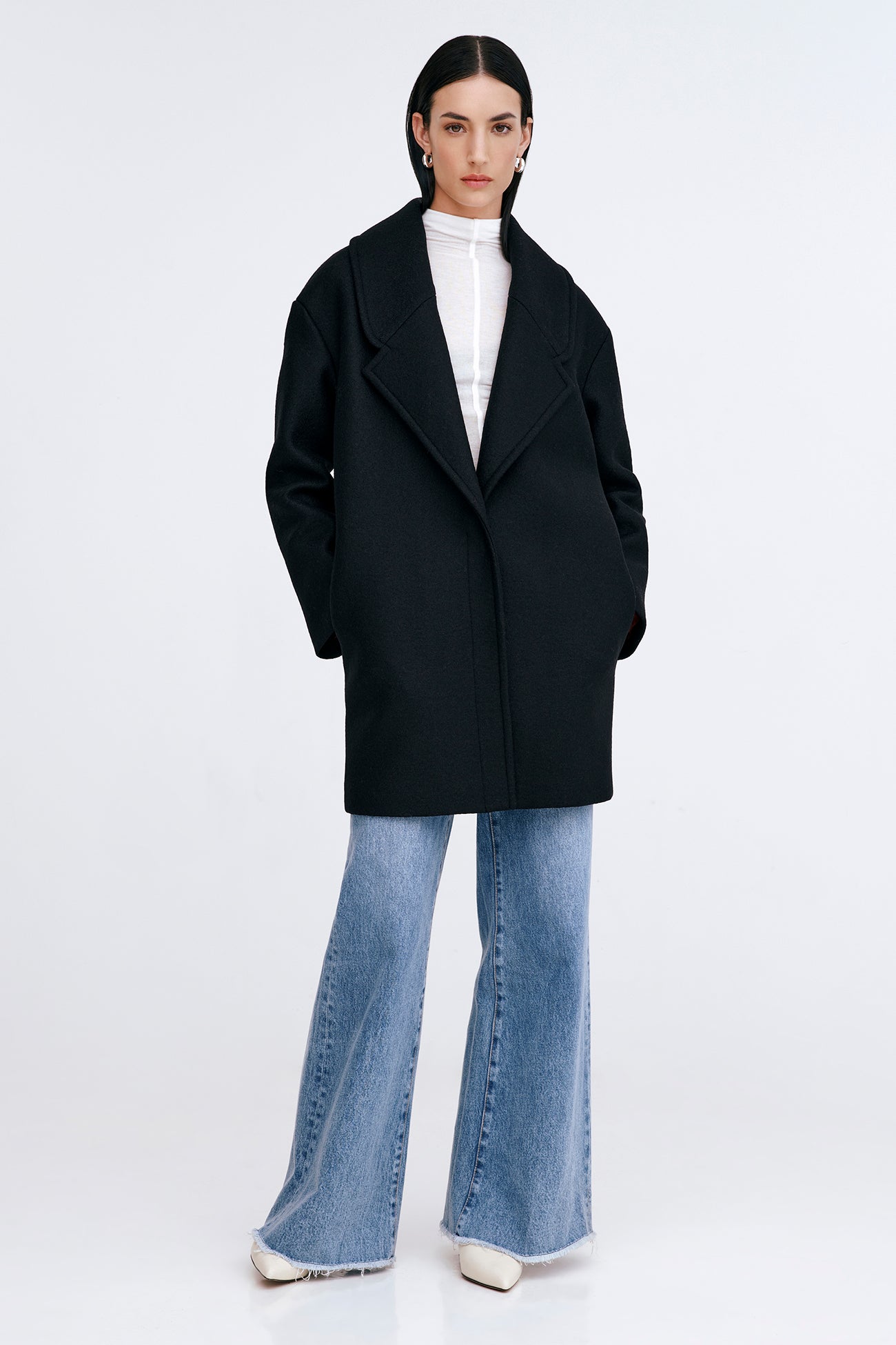 Oversized Italian Virgin Wool Short Coat - Mackenzie Coat | Marcella