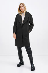 Black Overcoat Wool Jacket - Owen Coat | Marcella