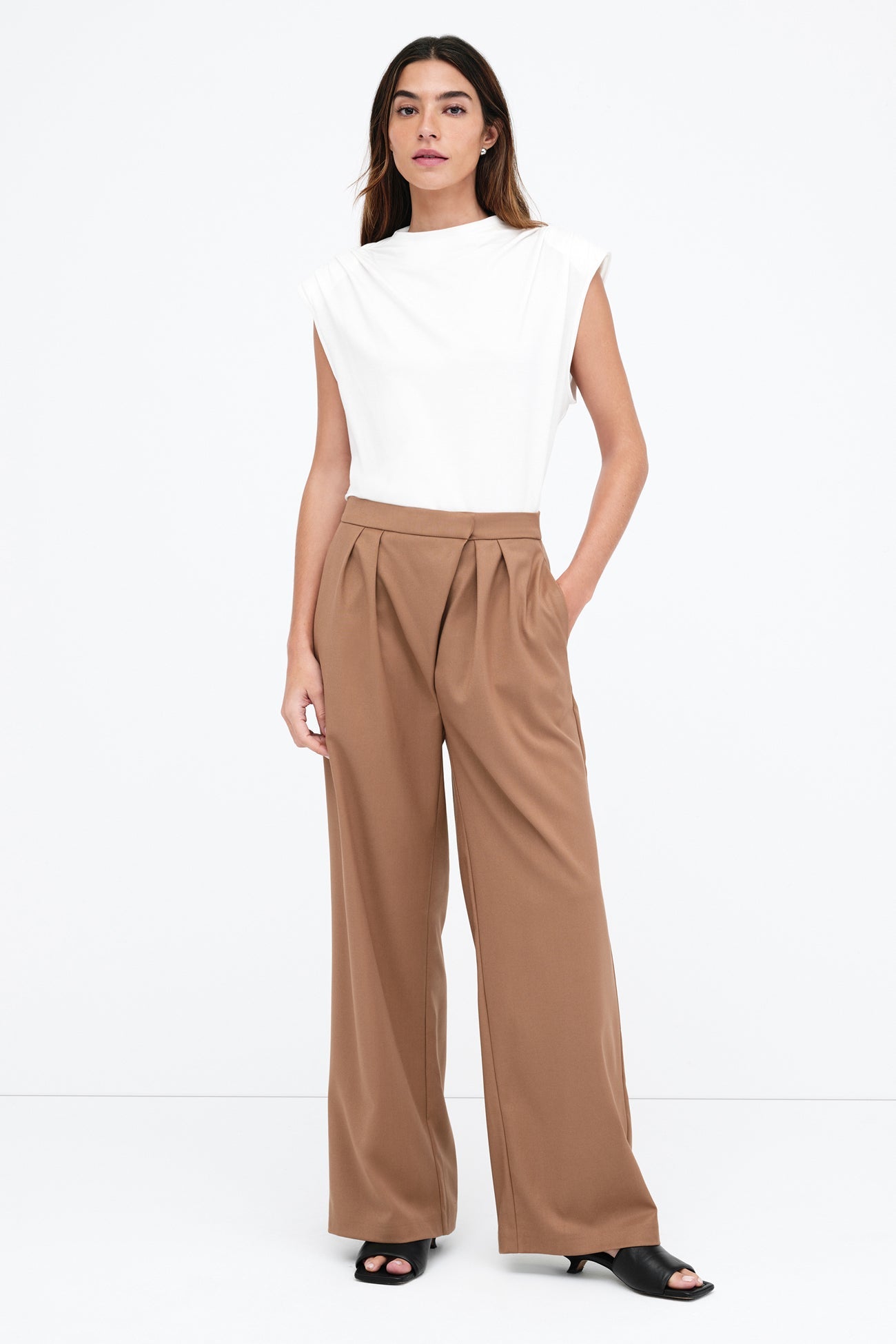 Off White High Waisted Wide Leg Trousers - Morrison Pants | Marcella