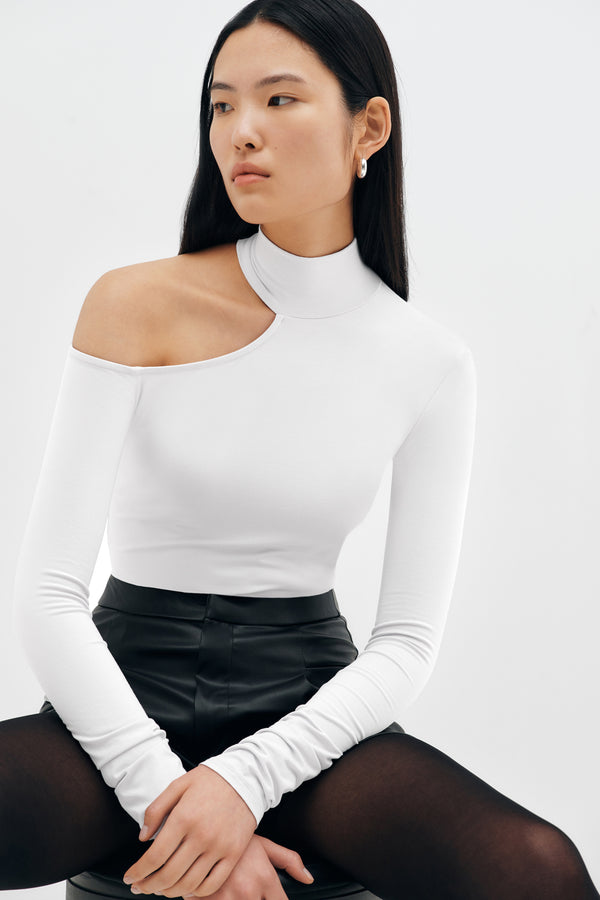 Off White Cutout Long Sleeve Top - Evan Top | Marcella