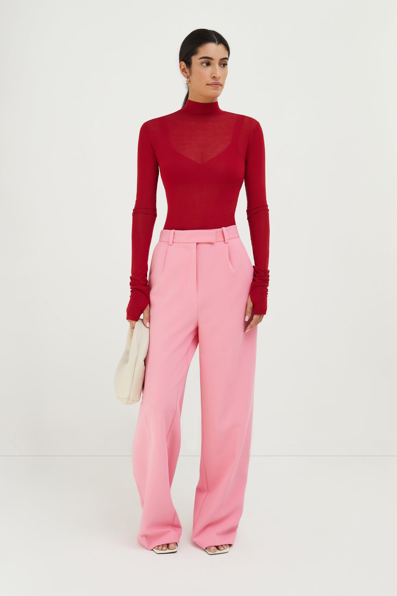 Mock Neck Long Sleeve Sheer Black Top - Addy Top | Marcella