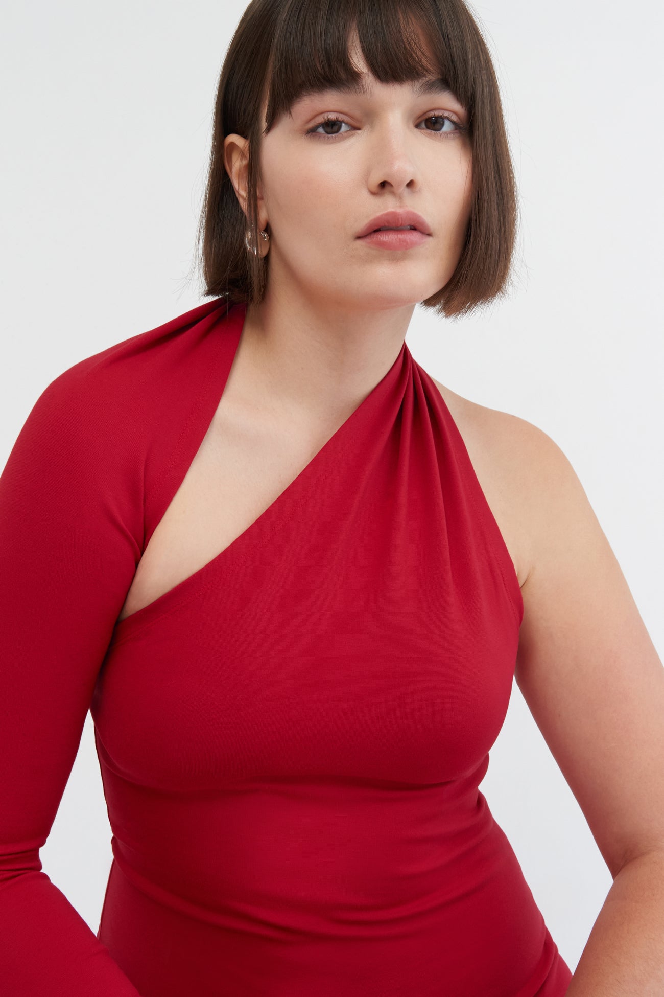 Long Black One Shoulder Gown - Women's Slit Dress | Marcella