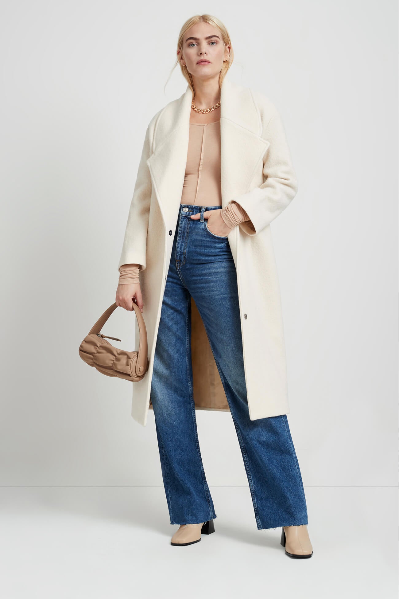 Oversized Women’s Cream Wool Winter Coat - Elizabeth Coat | Marcella